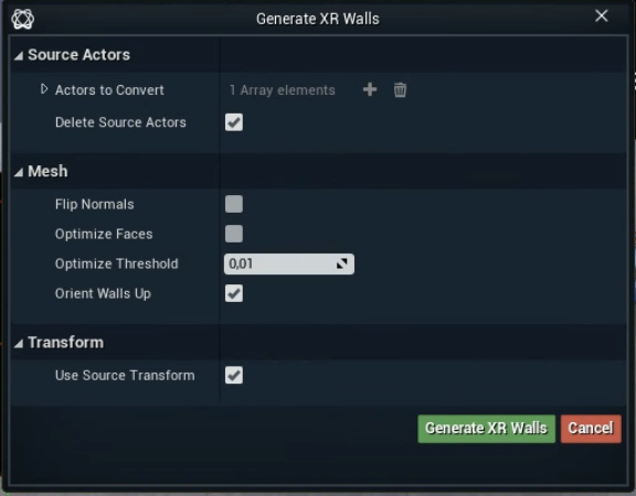 Set up an XR level (virtual window)